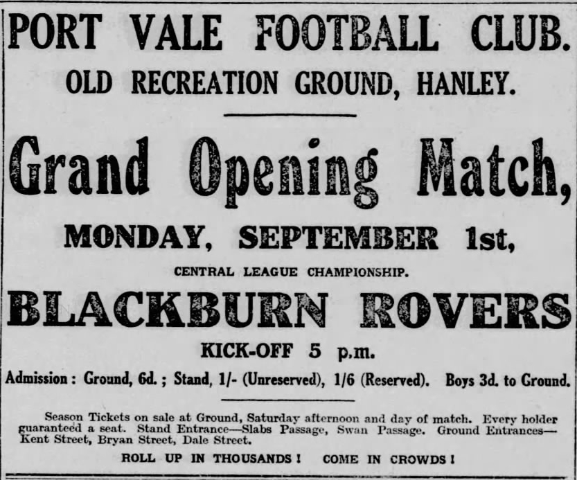 How the opening of Port Vale’s Old Rec ground was reported in 1913 ...